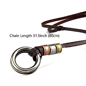 BNQL Eyeglass Holder Necklace O Ring Adjustable Leather Strap Necklace (A)