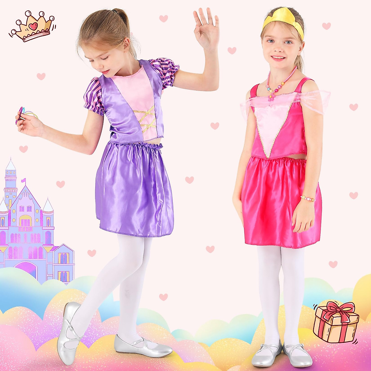 BiBiblack Girls Princess Dressup Trunk - 22PCS Pretend Play Costume Set Dressup Play Clothes for Little Girls Ages 3-6 Years