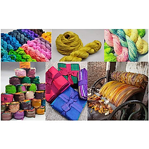 VintageandYou 12 Pieces Reclaimed Sari Silk Fat Quarter Fabric Bundle DIY Sewing Craft, 18 x 22 Inches- Sea Blue