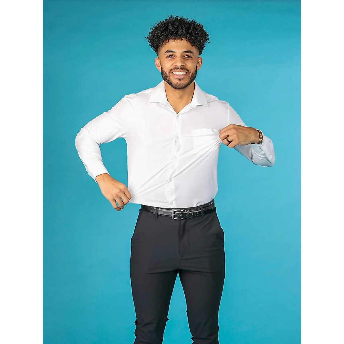 &COLLAR Slim Fit Long Sleeve Performance Men's Dress Shirt White XL