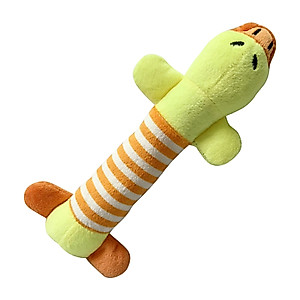Dog Plush Toy,Cute Striped Animal with 4 Legs Squeaky Dog Chew Toy,Bite Resistant Sound Design Cute Appearance Stuffed Animal Toy Decoration for Pet Dog Cat Teeth Grinding Cleaning Duck(Duck)