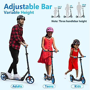 RideVOLO K08-1 Kick Scooter for Teenager 8 Years and up with 8” Wheels and 3 Adjustable Height, Folding System and Suspension System(Blue)