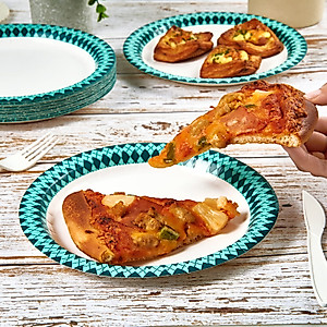 JOLLY PARTY Paper Plates Disposable, 360 Count 8.37 inch Dinner Paper Plates, Soak Proof Disposable Plates, Cut Proof Paper Plates for Everyday Use, Diamond Pattern Rim Design