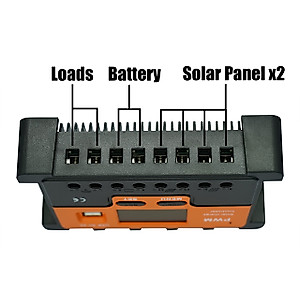 POWLSOJX 80A PWM 48V Solar Charge Controllers with Multi-Protection & LCD Display & 5V USB Output Solar Panel Charger with Temp Sensor (12/24/48V 80A)