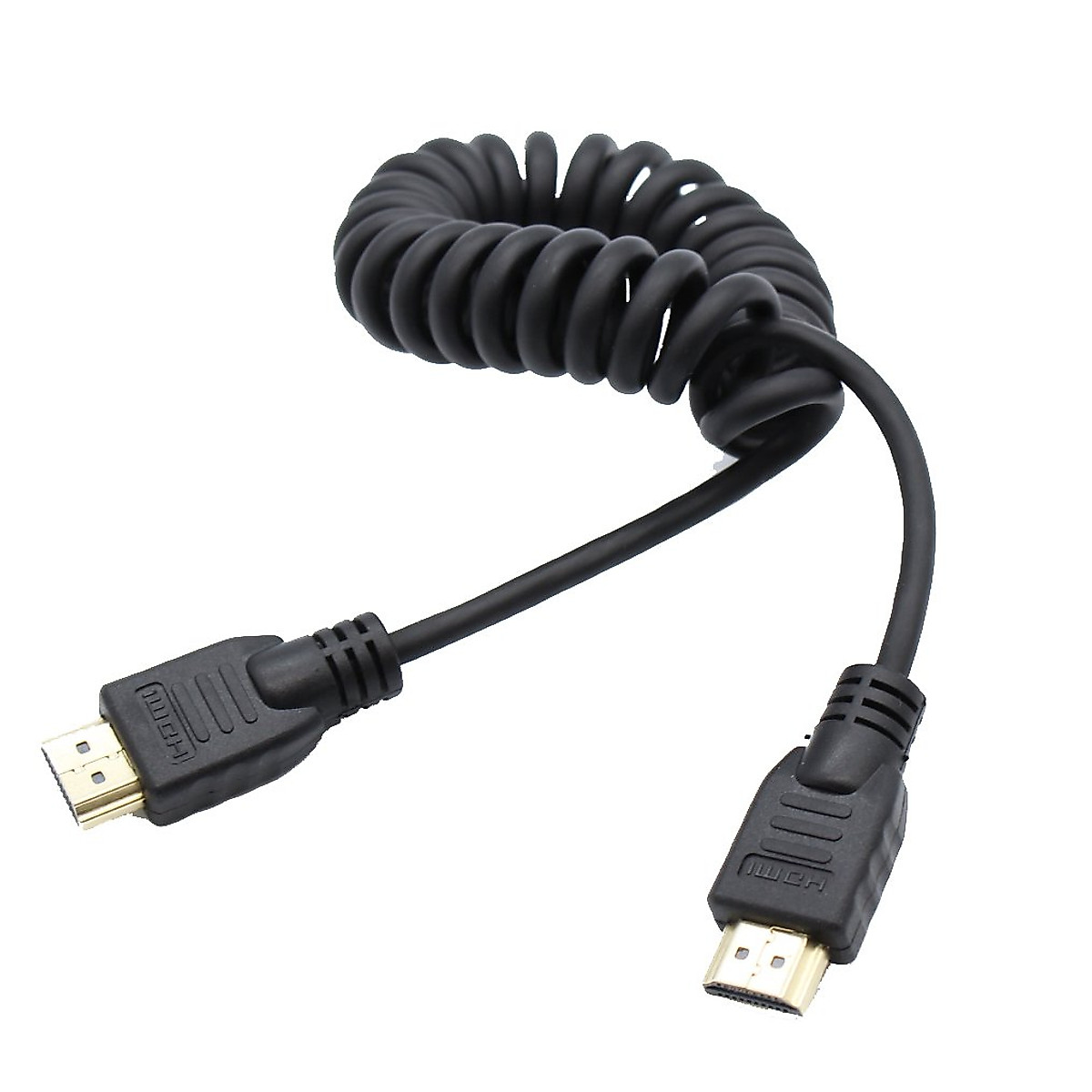 Foto&Tech Premium 4K Full HDMI to Full HDMI Coiled Cable, Coiled 17 inch Extended to 51 inch, Compatible with Atomos Recorder Video Monitor to Camcorder Camera Cage, Supports Ethernet 3D 4K HDR