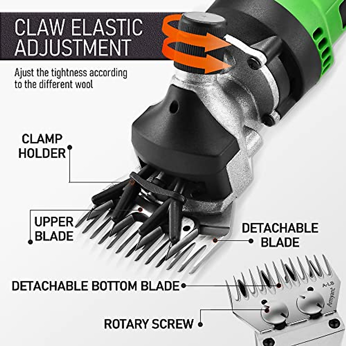 Sheep Shears, 550W Professional Electric Sheep Shears for Dog with Thick Hair, Sheep Clippers Equine Goat Pony Cattle and Large Thick Coat Animals, 6 Speeds Heavy-Duty Farm Livestock Haircut Trimmer