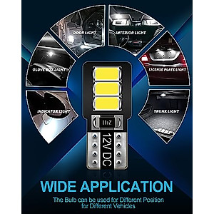 Yorkim 20PCS 194 LED Bulb White, MIZI SIZE 168 Led Bulb T10 Led Bulb Replacement for Car Interior Map Dome Door Lights Courtesy Trunk License Plate Lights Side Marker Lights, Pack of 20, 6300K