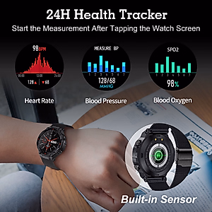 GUCABE Military Smart Watch for Men Outdoor Tactical Smartwatch, ip67 Waterproof Rugged Bluetooth Dail Calls Speaker 1.3" HD Touch Screen GPS Tracker Heart Rate Sleep Monitor