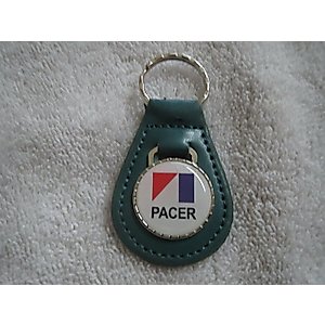1975 1976 1977 1978 1979 AMC PACER LOGO EMBLEM LEATHER KEYCHAIN - TEAL