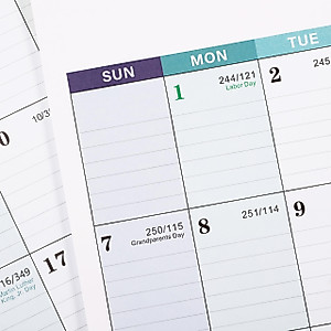 Wall Calendar 2023-2024 - Calendar 2023-2024, Jan. 2023 - Jun. 2024, 12" x 17", 2023 Wall Calendar with Thick Paper, Twin-Wire Binding + Hanging Hook + Large Blocks with Julian Dates - Colorful Lump