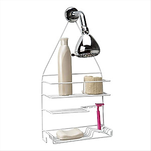 Bath Bliss Shower 3 Tier Shower Caddy | 3 Tier Shelves | Soap Dish Holder | Razor Slots | Wash Cloth Hook | Luffa Hock | White | Rust Resistant | Bathroom Accessories