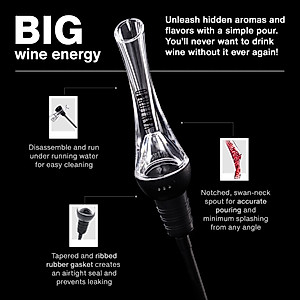 Wine Aerator Pourer and Waiter's Corkscrew Bundle (Black) by Vintorio