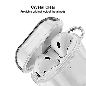 AIRSPO Airpods Case Cover, Clear Soft TPU Protective Cover Compatible with Apple AirPods 1/2 Wireless Charging Case with Keychain (Clear)