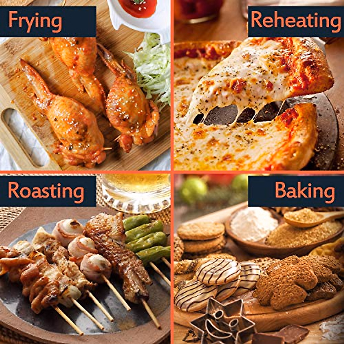 KitchenUp 3.7 Quarts Compact Air Fryer Toaster Oven, 1200W Electric Hot Oven and Oilless Cooker with Easy Use Knobs for Roasting