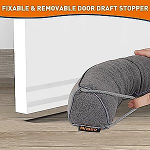 MAGZO Door Draft Stopper 32 Inches, Weighted Triangular Door Snake for Winter Noise Blocker with Hook Loops,Gray