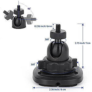 Mippko 2 Pack Speaker Wall Mount Holder for 1/4"-20 Threaded Screw Hole，360°Rotation Adjustment Aluminum Alloy Bracket, Black