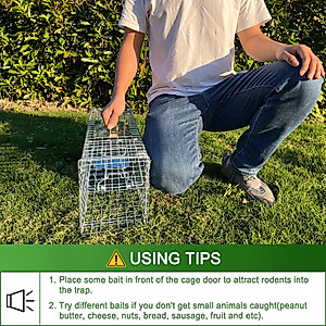 Live Animal Cage Trap,24 X 7 X 8In Animal Trap for Rabbits,Stray Cats,Squirrels,Humane Cat Trap,Foldable Live Traps Cage with Handle for Groundhogs,Opossums
