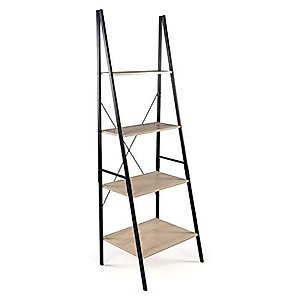 Humble Crew Bookcase 4-Tier 71" Tall Wood Ladder Shelf, Sandwashed Grey