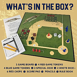 Grandma Smiley's What About Baseball Board Game, Baseball Games for Kids, Baseball Gifts for Kids 8-12, Baseball Toys - 8 Game Tokens, 3 Special Dice, 2 White Dice and 1 Game Board - Made in The USA