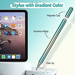 Stylus Pens for Touch Screens, High Precision Disk Stylus Pen for iPad with 2 Replaceable Tips Compatible with iPad/iPhone/Android/Tablet and All Universal Touch Screen Devices