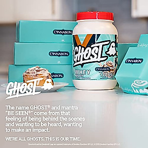 GHOST Whey Protein Powder, Cinnabon - 2lb, 25g of Protein - Cinnamon Roll Flavored Isolate, Concentrate & Hydrolyzed Whey Protein Blend - Post Workout Shakes - Soy & Gluten Free