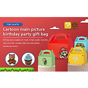 Joyhood Video Game Party Treat Box Compatible With Super M Party - 24 PCS Gift Boxes + 8 Ballon Gifts - Favor Snack Goody Cardboard Bag Gift Giving And Birthday Party Favors Decorations Supplies