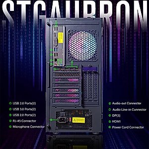 STGAubron Gaming Desktop PC,Intel Core i7-8700 up to 4.6G,GeForce RTX 3060 12GB GDDR6,32G DDR4,2T SSD,WiFi,BT 5.0, RGB Keybaord, RGB Mouse, RGB Mouse Pad, RGB Bluetooth Sound Bar, Headset Mic,W11H64