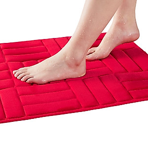 Yafa Home Fashion 3 Piece Rectangular Design Embossed Solid Color Memory Foam Soft Bathroom Rug Set Non-Slip PVC Backing
