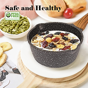 MINLUFUL Nonstick Saucepan with Lid, 1.8 Quart Classic Black Granite Coated Pasta Soup Pot for All Stovetops, 7 Inch Small Sauce Pan for Cooking Sauce Soup and Milk