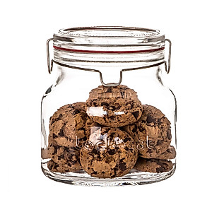 Luigi Bormioli Lock-Eat 50.75 oz Handy Jar (1 Piece) : Innovative Glass Lid, Easy to Close, Easy to Open, Dishwasher Safe, Microwave Safe, Canning Safe, Freezer Safe, Stackable Jars