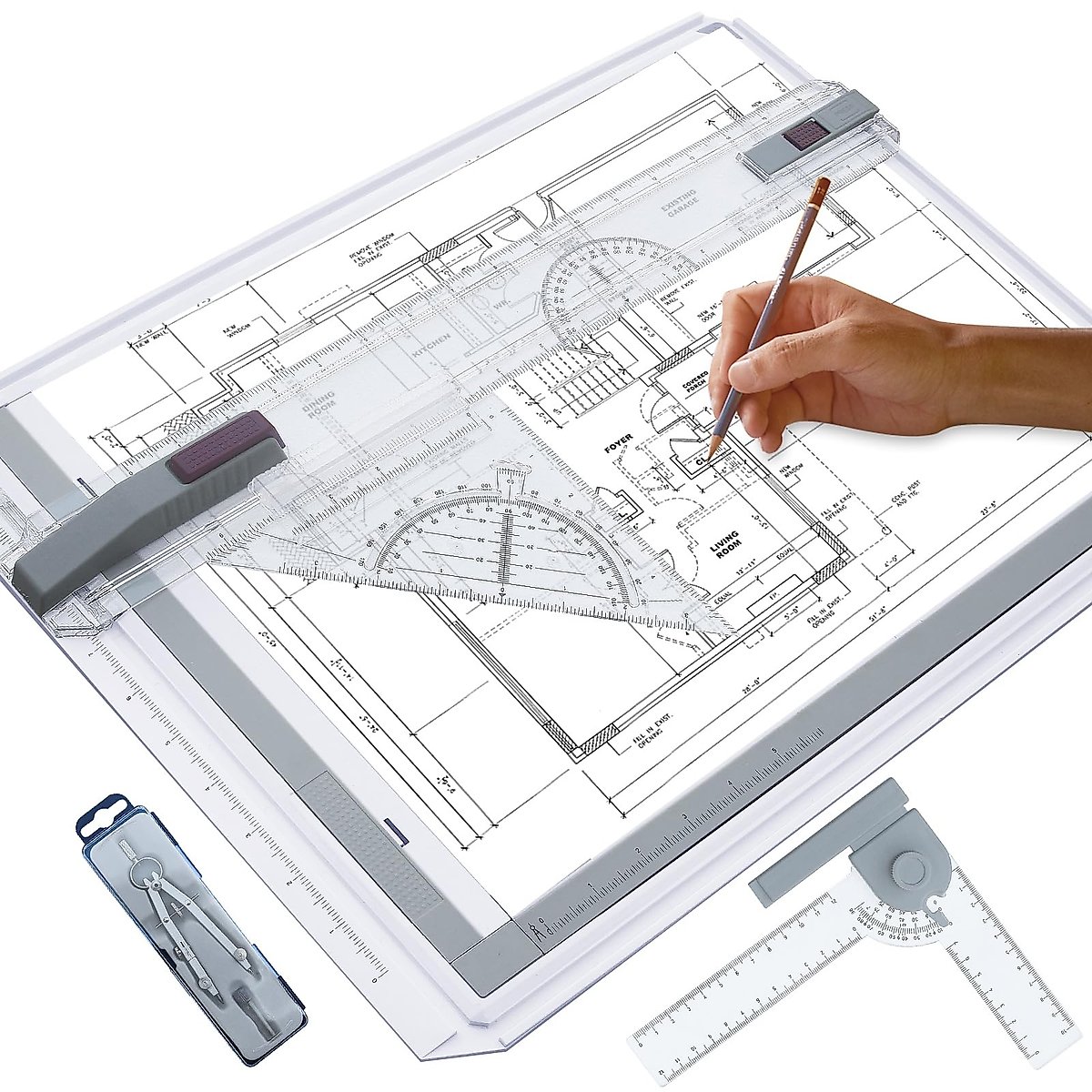Frylr Inch A3 Drawing Board Drafting Table with Parallel Motion and Angle English Measuring System 20.87”L x 14.49”D