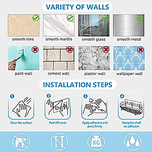 TARNABY Shower Caddy, RustProof Stainless Steel Shower Organizer Shelf, No Drilling Traceless Adhesive Shower Storage Rack for Bathroom, Kitchen（Black 3Pack