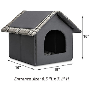 Hollypet Cozy Pet Bed Warm Cave Nest Sleeping Bed Puppy House for Cats and Small Dogs, Gray