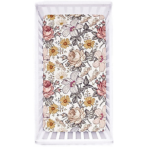 Crib Sheet Jersey Cotton, Floral Baby Blankets, Floral Toddler Blanket for Boys Girls, Dotted Backing, Double Layer, Crib Receiving Blanket, for Nursery/Stroller/Toddler Bed/Carseat, 30 x 40 Inch