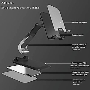 Fanlory Foldable Phone Stand for Desk - Adjustable Height Cell Phone Holder Portable Cellphone Cradle Desktop Dock Compatible with iPhone 13 Pro Max Mini, 12 11 XR X 8 7 6 Plus SE, 4-8'' Smartphone