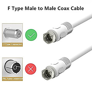 Short Coaxial Cable, 1ft White Coax Cable RG6 F Male to Male Connector Cord 75 Ohm with Coax Female to Female Coupler Adapter UIInosoo for AV, Cable TV, Antenna and Satellite