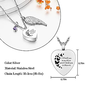 XIUDA Heart Cremation Jewelry for Ashes Urn Necklace with Birthstones Ash Necklace Memorial Cremation Necklace-I'll Hold You in My Heart Until I Hold You in Heaven