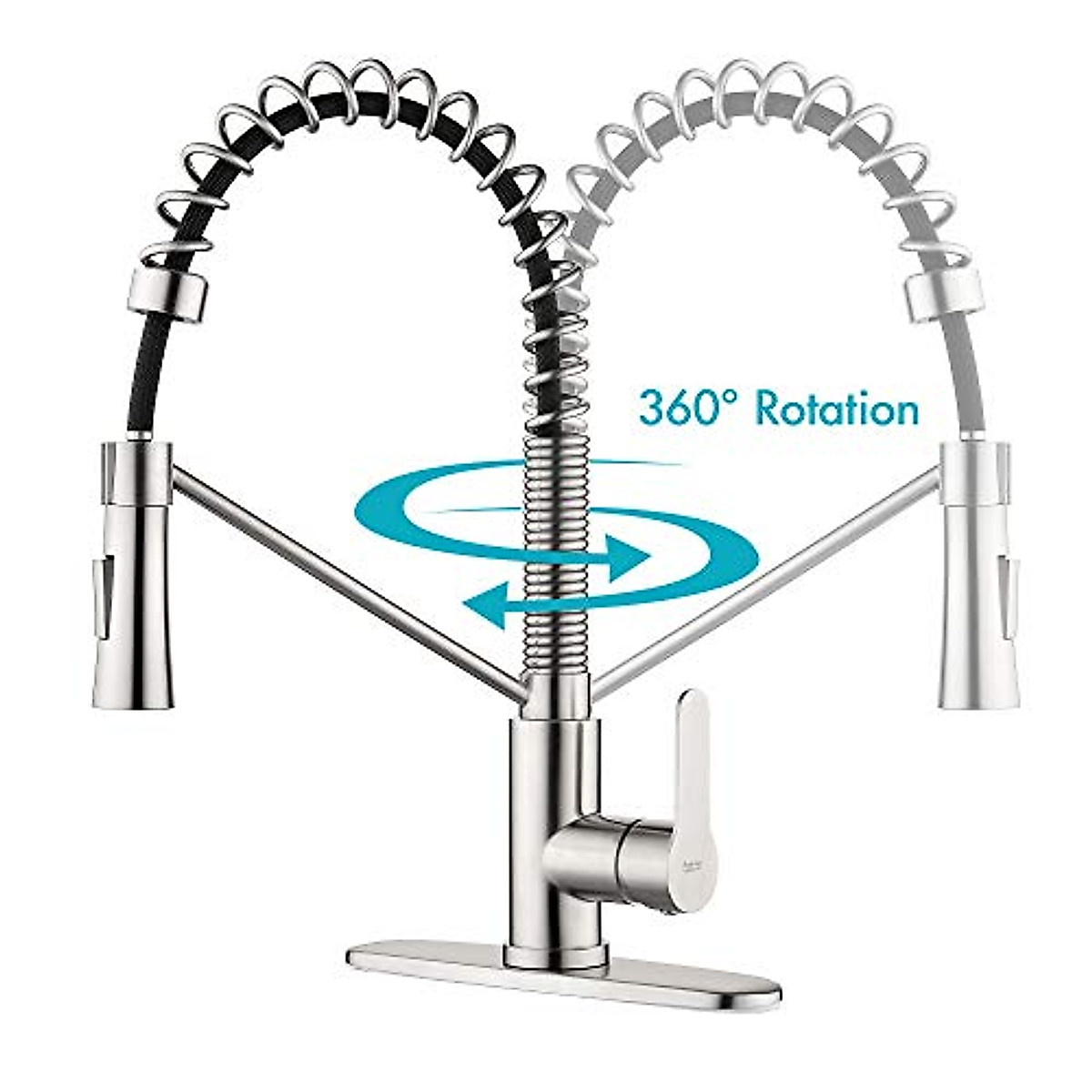 AMAZING FORCE Brushed Nickel Kitchen Faucet with Soap Dispenser Single Handle Kitchen Sink Faucet with Pull Down Sprayer Utility Sink Faucet Single Hole for Laundry Sink Stainless Steel Black Hose