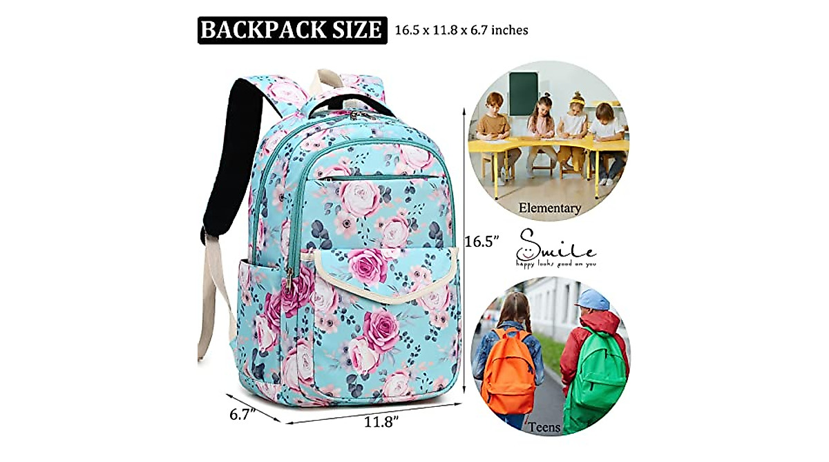 JIANYA School Backpack for Teens Girls School Bag Floral Kids Girls ...