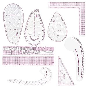 9 Styles Clear Metric Sewing Ruler Set, Plastic Sew French Curve Ruler for Designers, Pattern Maker, Sewing Templates