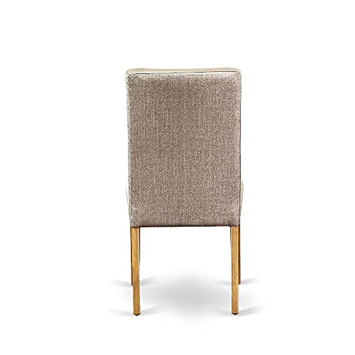 East West Furniture DMDR3-OAK-16 3 Piece Dining Room Table Set Contains a Round Kitchen Table with Dropleaf and 2 Dark Khaki Linen Fabric Parson Dining Chairs, 42x42 Inch, Oak