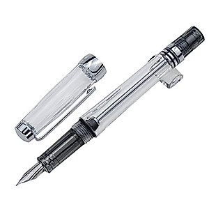 Lanxivi Set of 3 Piston Vaccum Fountain Pen Extra Fine Nib, 013 Series (Blue, Green and Clear Transparent) by Paili