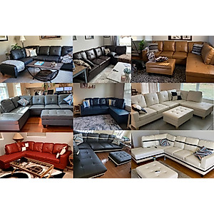 SIENWIEY Sectional Couch for Living Room Furniture Sets, Blue Leather Couch L Shape Couch Faux Leather Sofa Living Room Sofa with Chaise 2 Piece Using for Living Room(Blue,Facing Left Chaise)