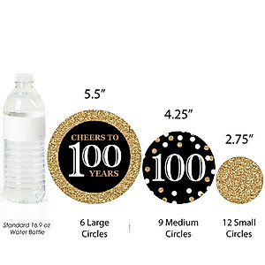 Big Dot of Happiness Adult 100th Birthday - Gold - Birthday Party Giant Circle Confetti - Party Decorations - Large Confetti 27 Count
