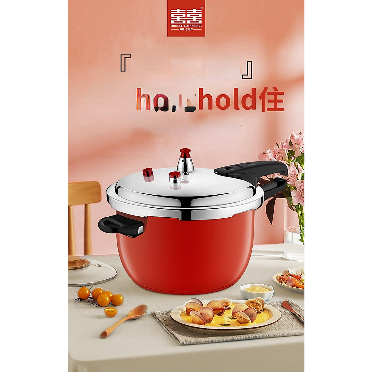 ADAGRO Double Happiness Pressure Cooker 304 Stainless Steel Household Gas Induction Cooker Universal Mini Explosion-Proof Pressure Cooker Sapphire Blue