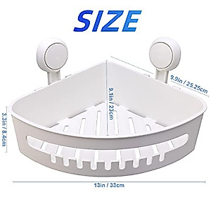 VELMADE Corner Shower Caddy, No Drilling Shower Shelf Kitchen Storage Basket With Hooks, Bathroom Storage Organizer Wall Mounted for Kitchen, Bathroom