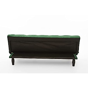 ERYE Green 3-in-1 Upholstered Futon Loveseat Convertible Sleeper Bed,2-Seaters Sofa & Couch Soft Cushions Love Seat Daybed for Small Space Living Room Napping Velvet Armless NO Pillows