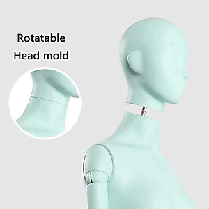 Mannequin Display Stand Female Tailors Dummy,Dressmakers Fashion Mannequin Display,Adjustable Dummy,with Double Reinforced Base (Green 2)