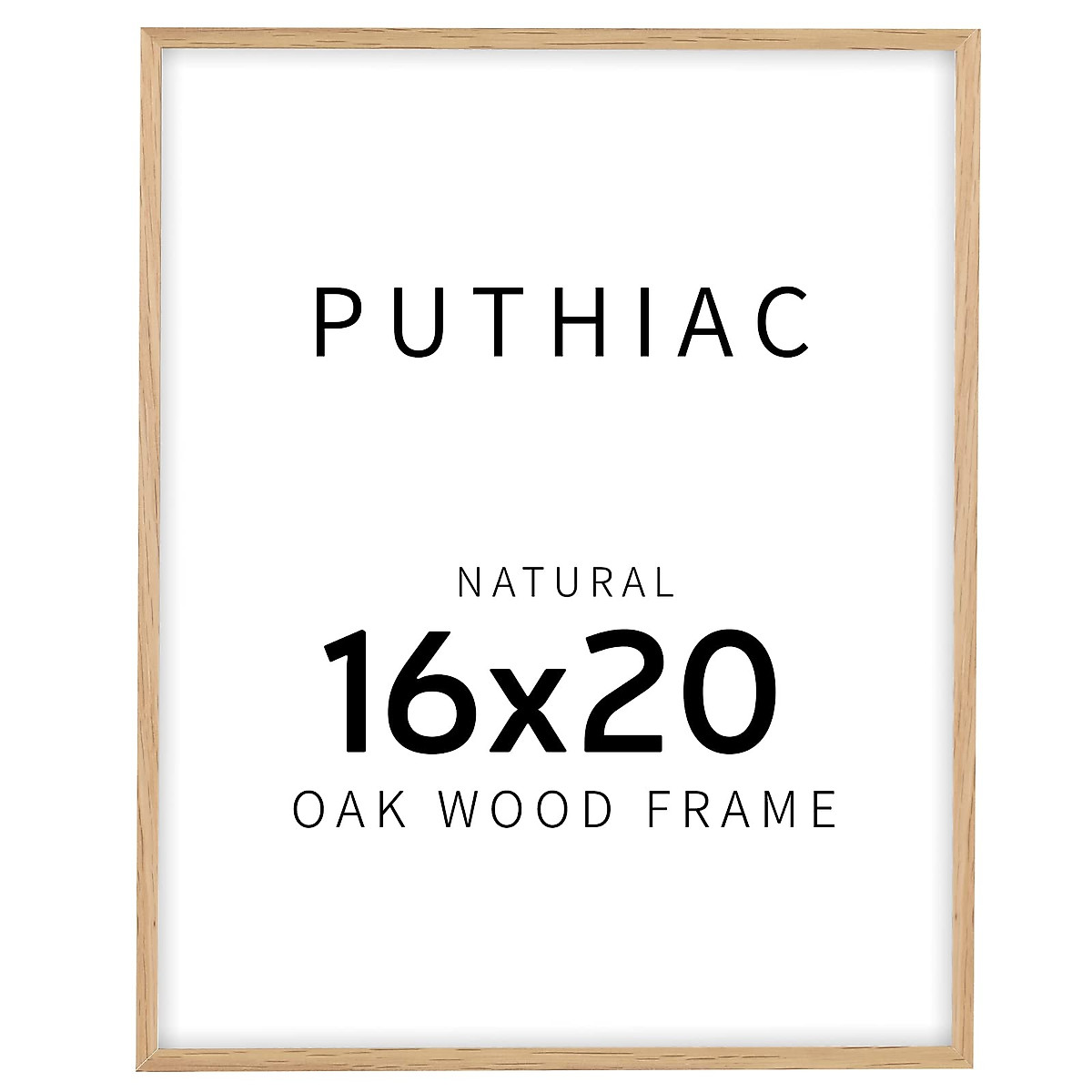 puthiac 16x20 Picture Frames for Wall - Minimalist 16x20 Oak Wood Frames, 16"x20" Picture Frame Wood, Natural Solid Wooden Picture Frames for Wall Art Photo and Prints(1 Pack, Beige)