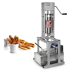Commercial Maker Churros Machine,5L Stainless Steel Vertical Spanish Donut Churros Machine Maker Snack Equipment with 6L Electric Deep Fryer and Stand for Restaurant Home Use,220V